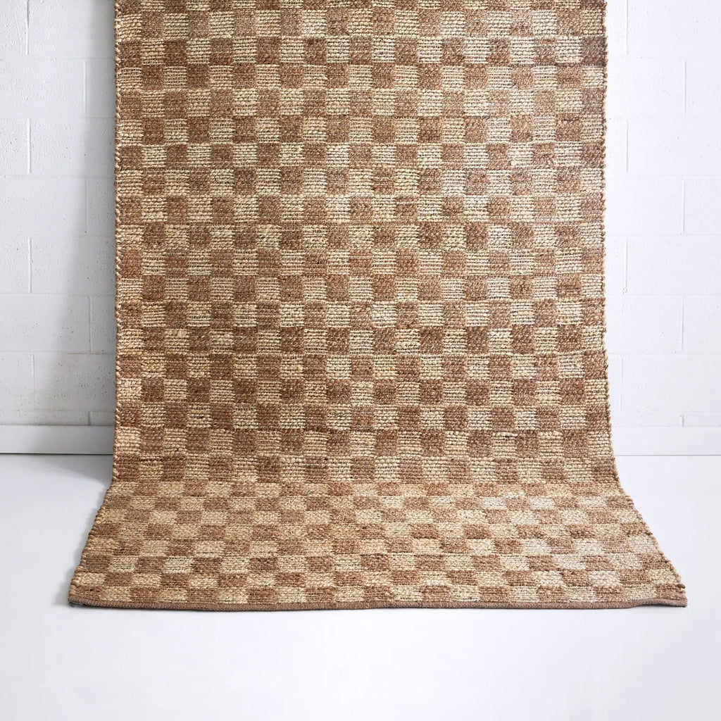 Hyams Check Jute Floor Rug Natural - DecoRug
