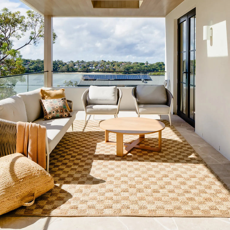 Hyams Check Jute Floor Rug Natural - DecoRug