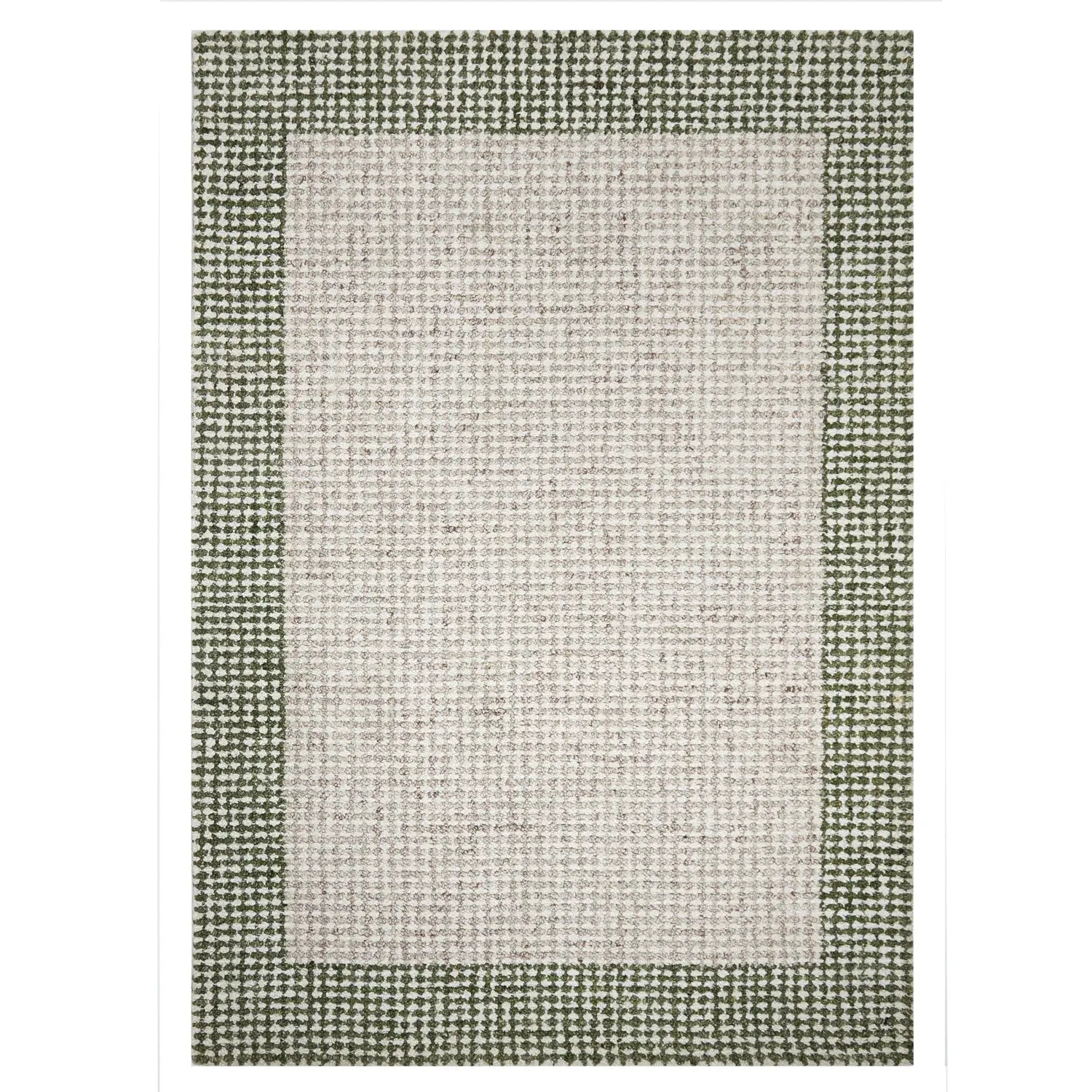 Jaya Border Green & Ivory Rug – Modern Neutral Living Room Area Rug ...