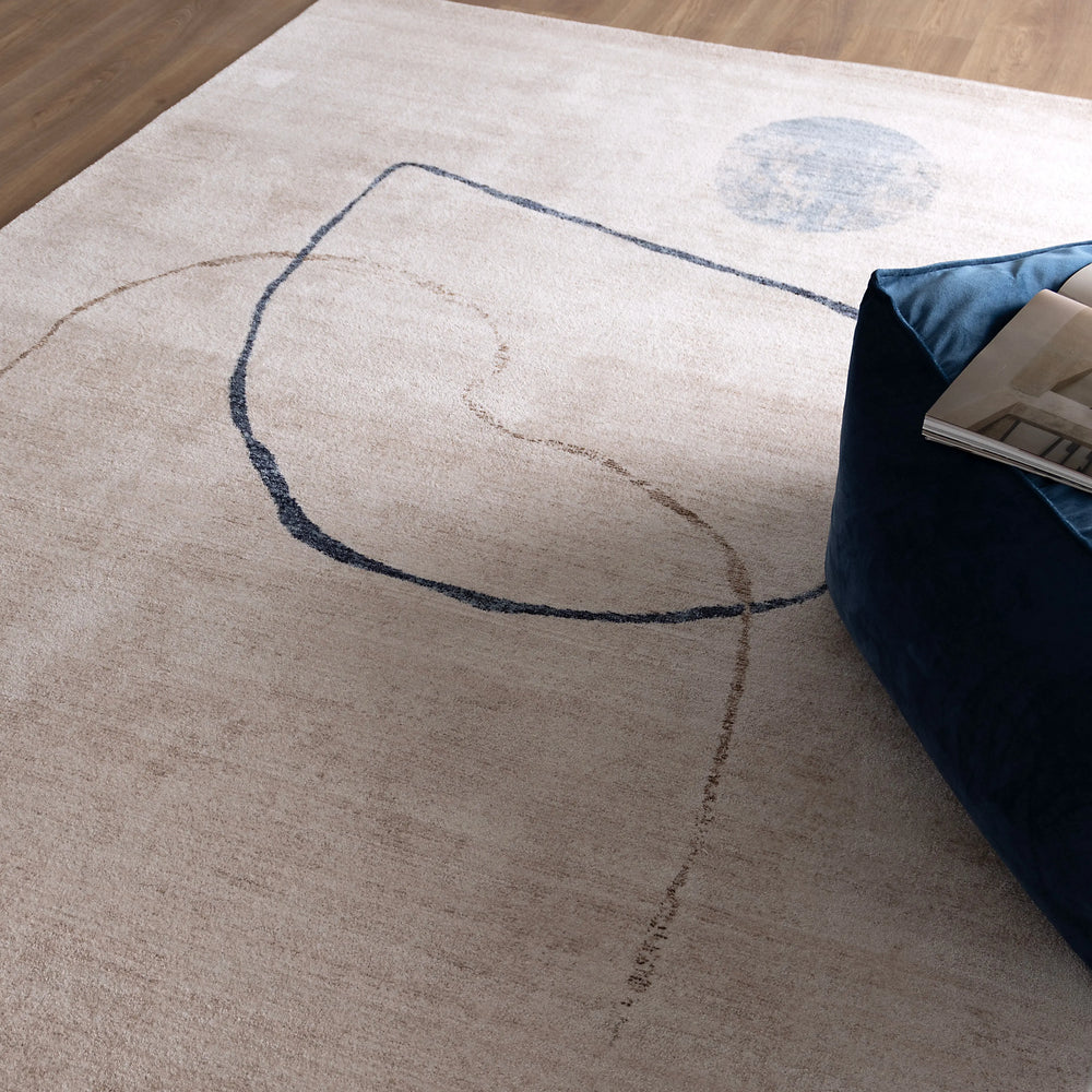 Vale Abstract Ivory Blue Rug | Modern Elegance – DecoRug